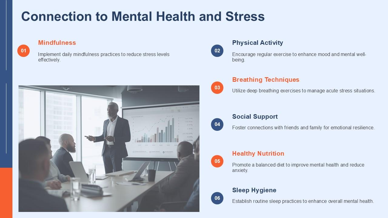 Connection To Mental Health And Stress PPT Mockup ACP PPT Example