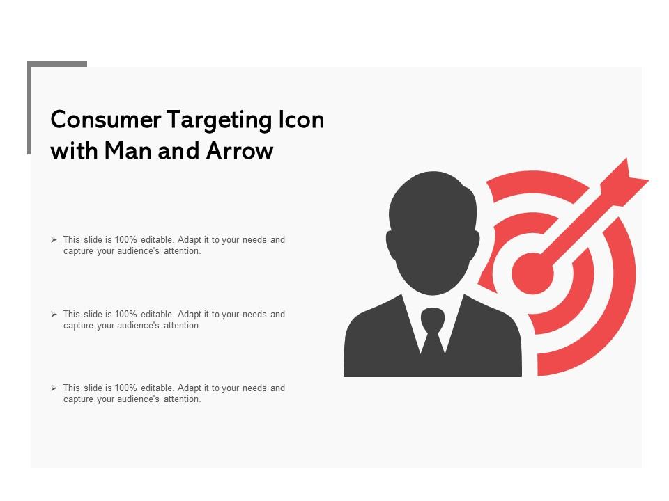 Consumer Targeting Icon With Man And Arrow | Presentation PowerPoint ...