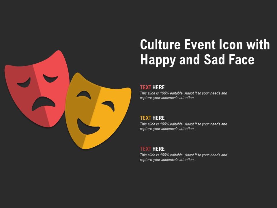 Culture Event Icon With Happy And Sad Face | PPT Images Gallery ...