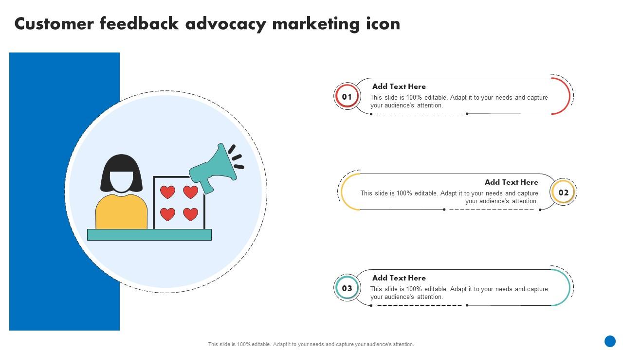 Customer Feedback Advocacy Marketing Icon PPT Slides PPT PowerPoint