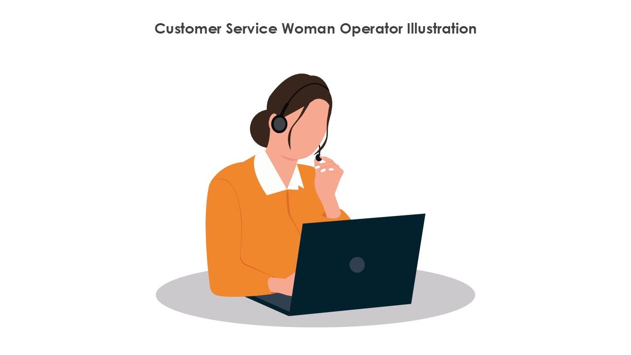 Customer Service Woman Operator Illustration PPT Slide