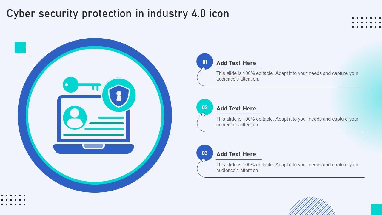 Cyber Security Protection In Industry 4 0 Icon PPT Slide