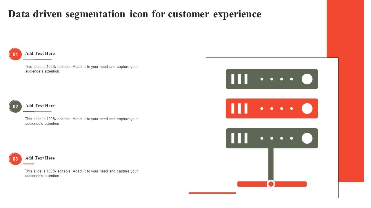 Data Driven Segmentation Icon For Customer Experience PPT Slide