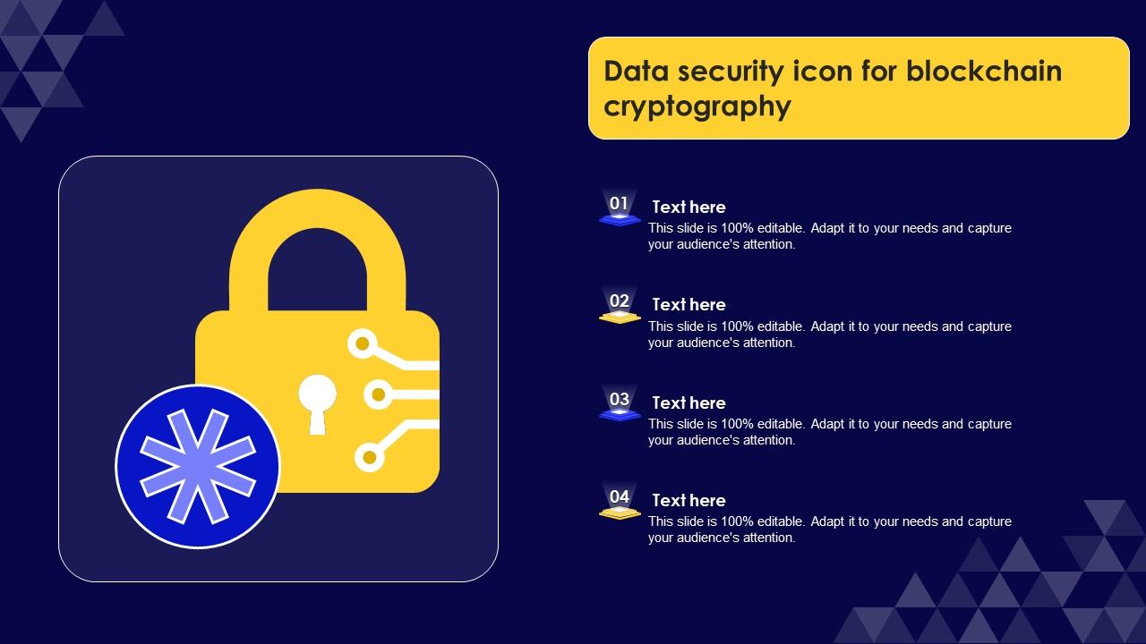 Data Security Icon For Blockchain Cryptography Ppt Powerpoint