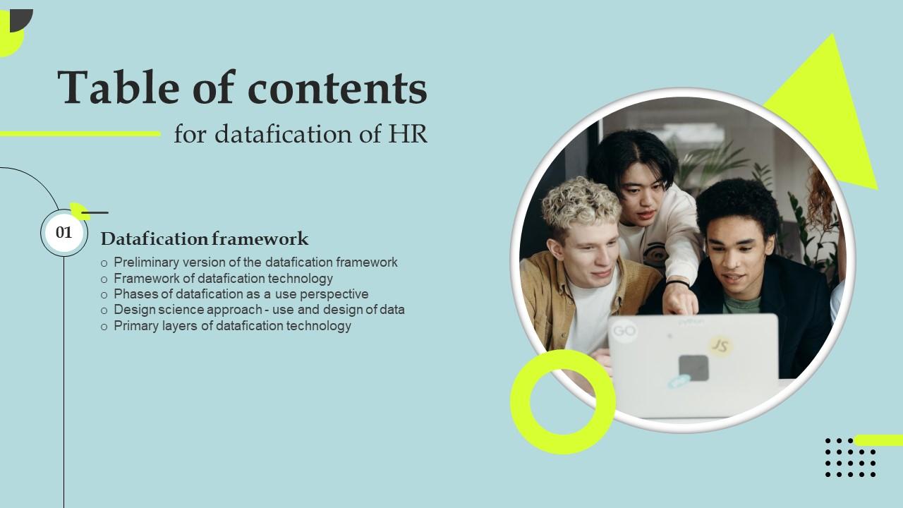 Datafication Of Hr Table Of Contents Ppt Slides Infographic Template