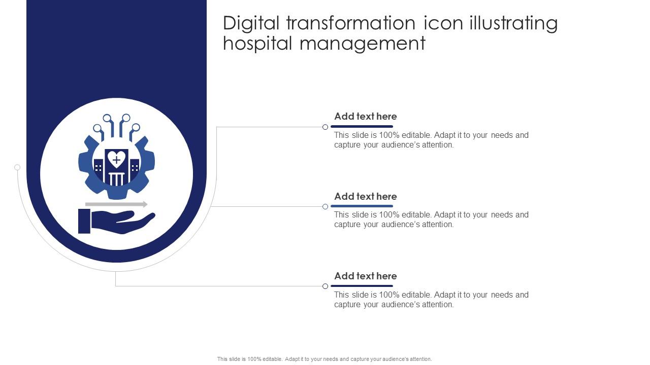 Digital Transformation Icon Illustrating Hospital Management PPT Example
