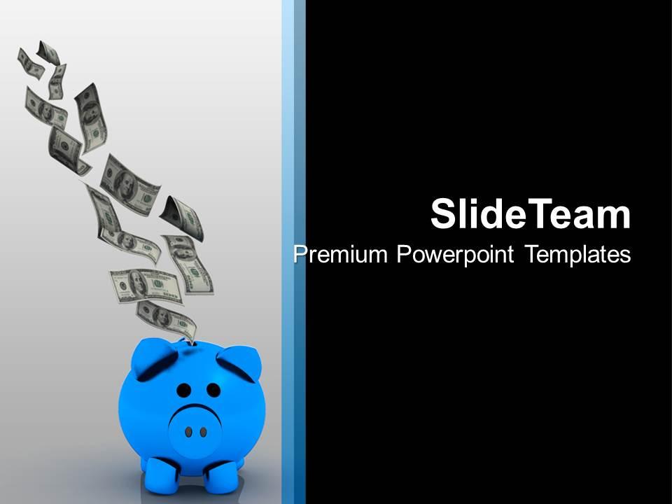 Dollar Falling Into Piggy Bank Investing PowerPoint Templates PPT ...