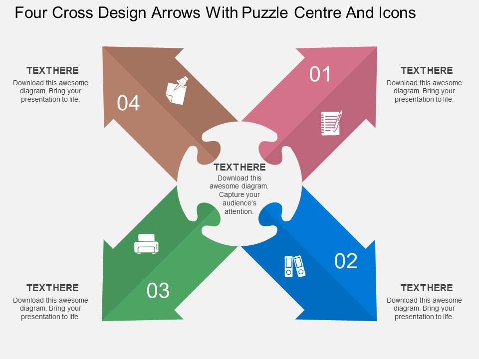 ds Four Cross Design Arrows With Puzzle Centre And Icons Flat ...