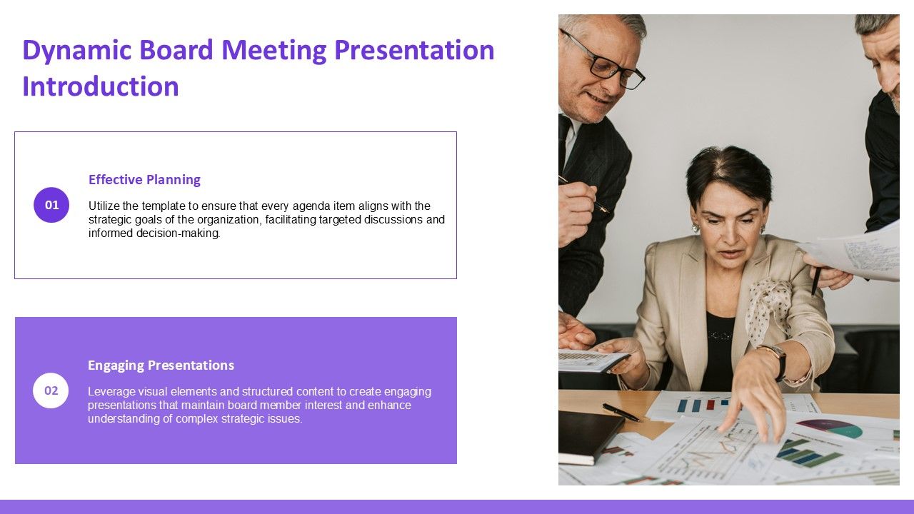 Dynamic Board Meeting Presentation Template For Effective Strategy PPT H