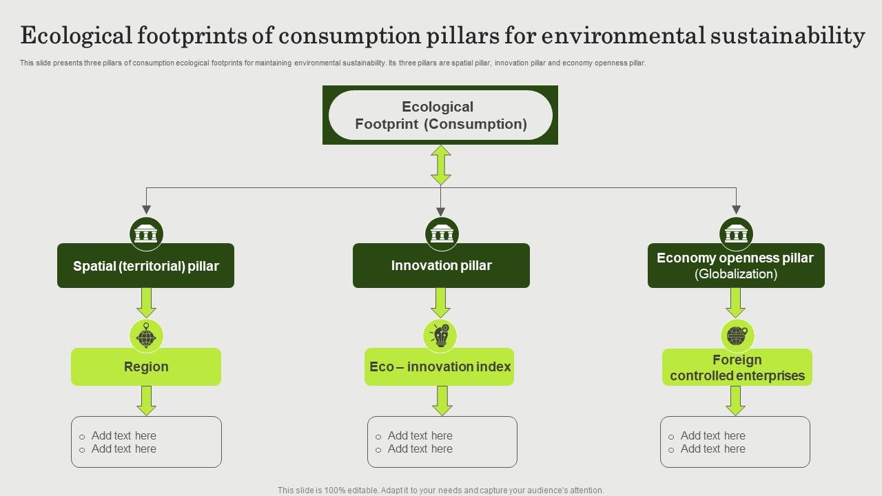 Ecological Footprints Of Consumption Pillars For Environmental Sustainability PPT Template