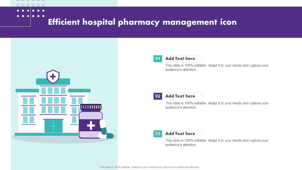 Efficient Hospital Pharmacy Management Icon PPT Template