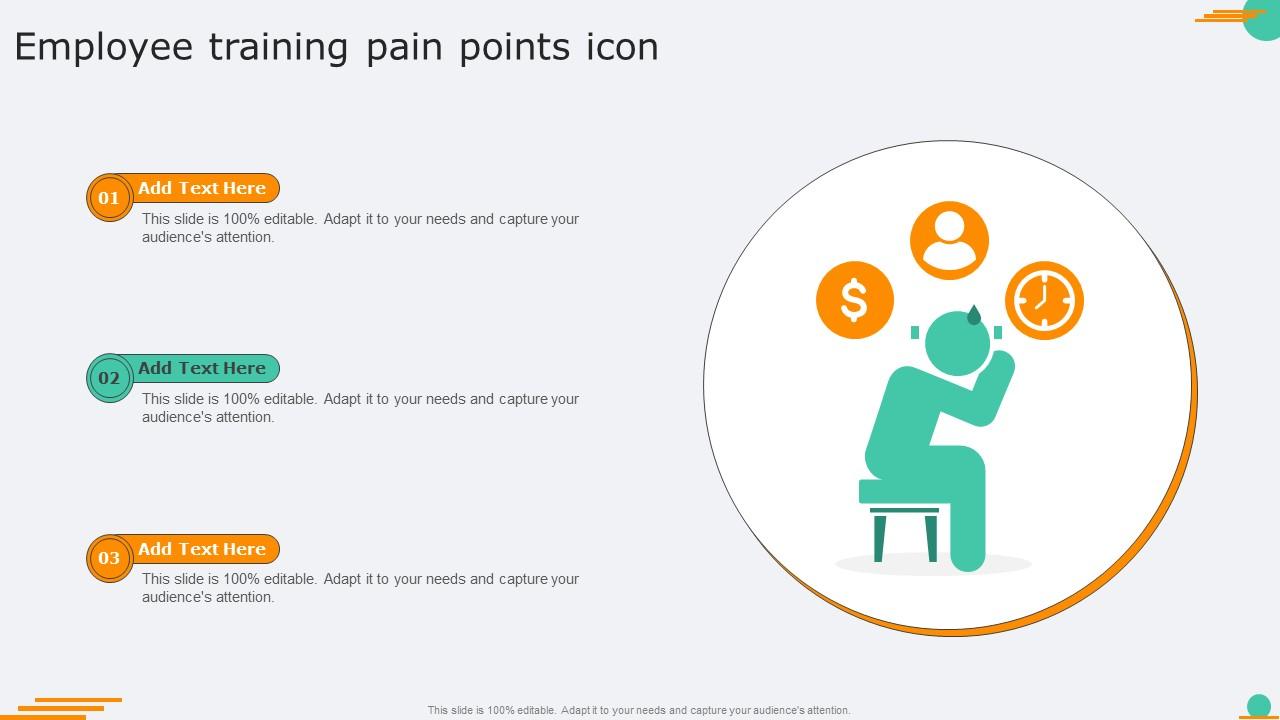 Employee Training Pain Points Icon PPT Sample