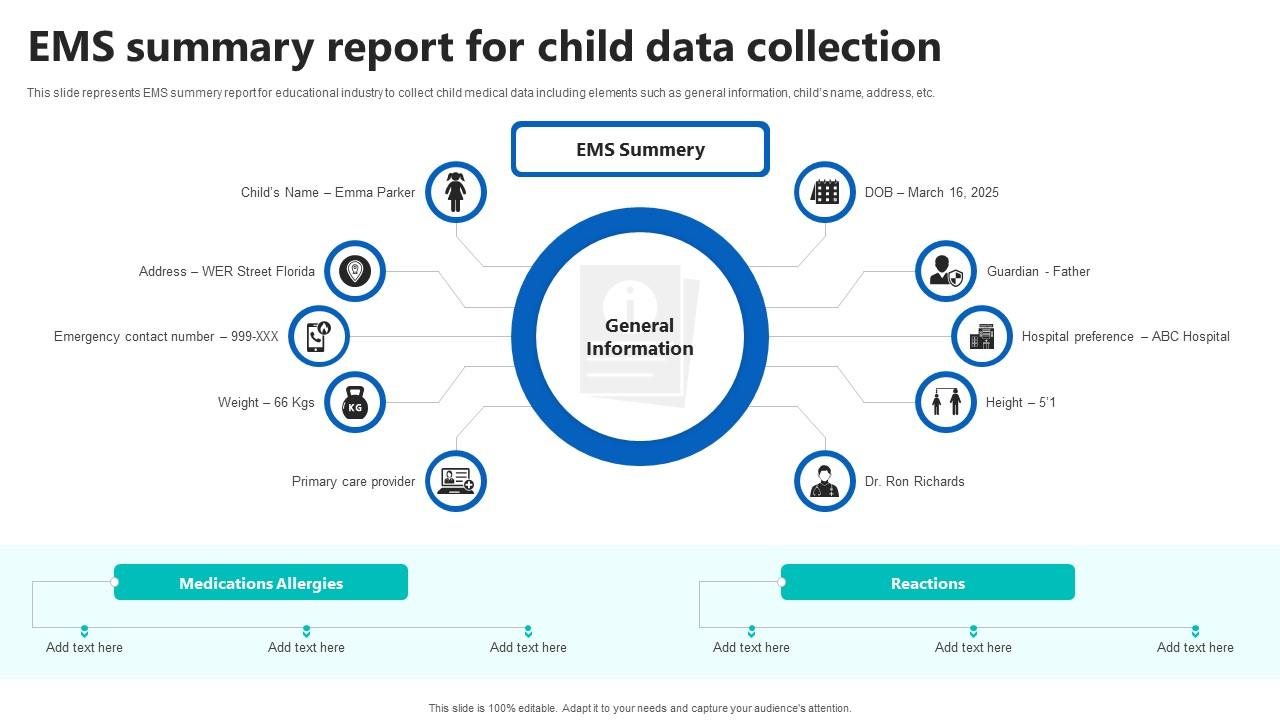 EMS Summary Report For Child Data Collection PPT Sample
