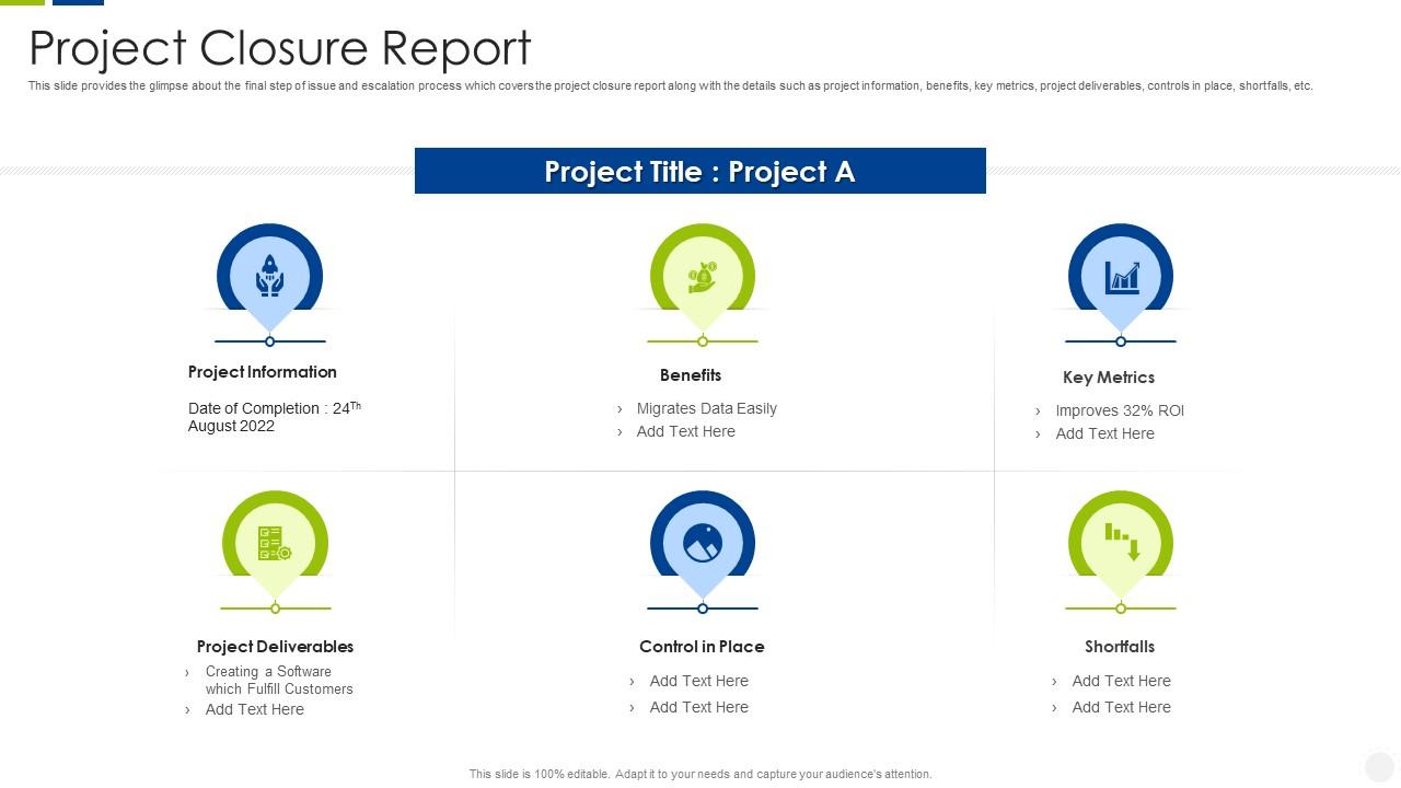 Escalation Management System Project Closure Report Ppt Slides Tips | Presentation Graphics ...