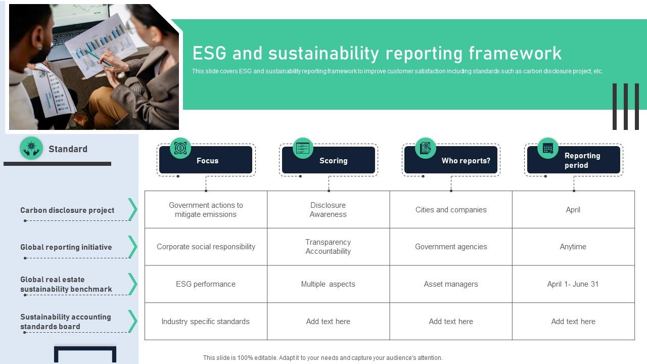 Esg And Sustainability Reporting Framework Ppt Presentation