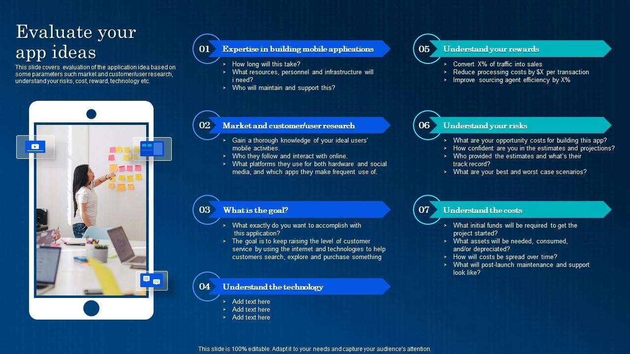 Evaluate Your App Ideas App Development And Marketing Solution Ppt Sample