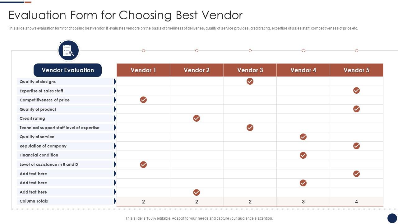 Evaluation Form For Choosing Best Vendor | Presentation Graphics ... Evaluation Form For Choosing Best Vendor | Presentation Graphics ...