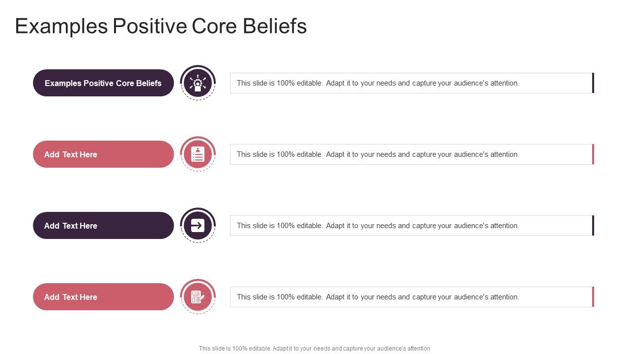 Examples Positive Core Beliefs In Powerpoint And Google Slides Cpb PPT PowerPoint