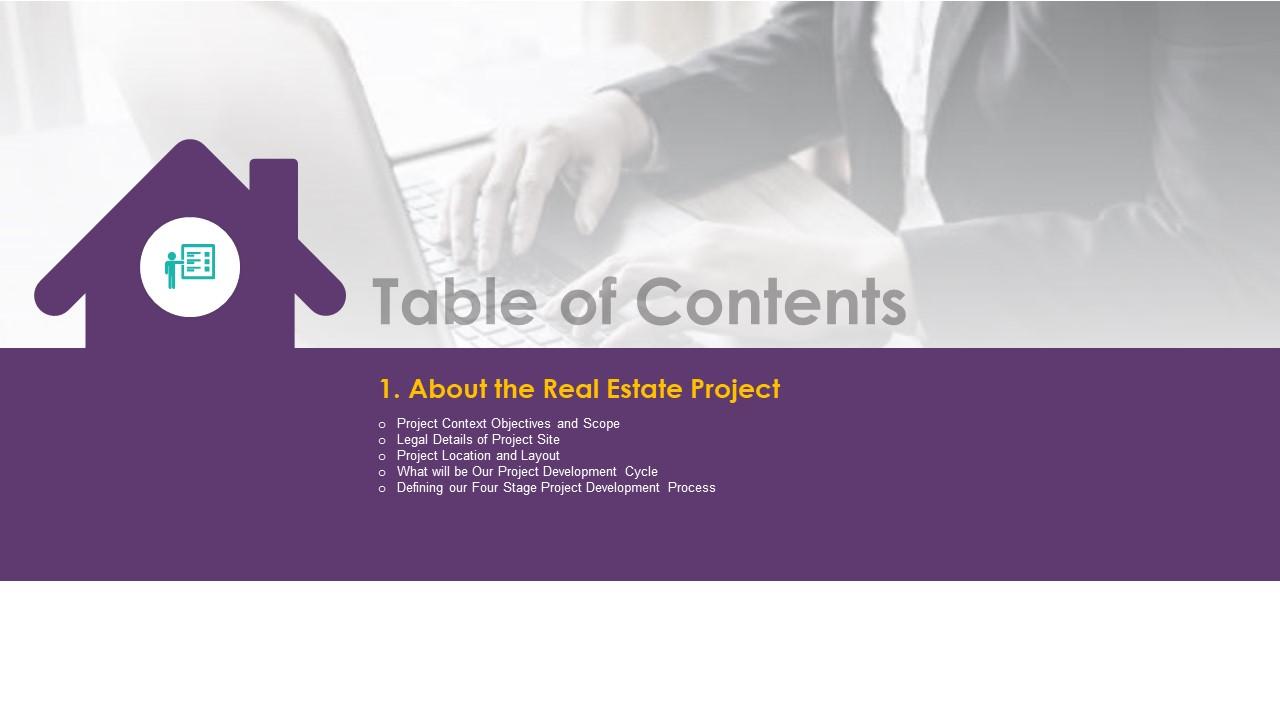 Finance For Real Estate Development Table Of Contents Ppt Slides ...