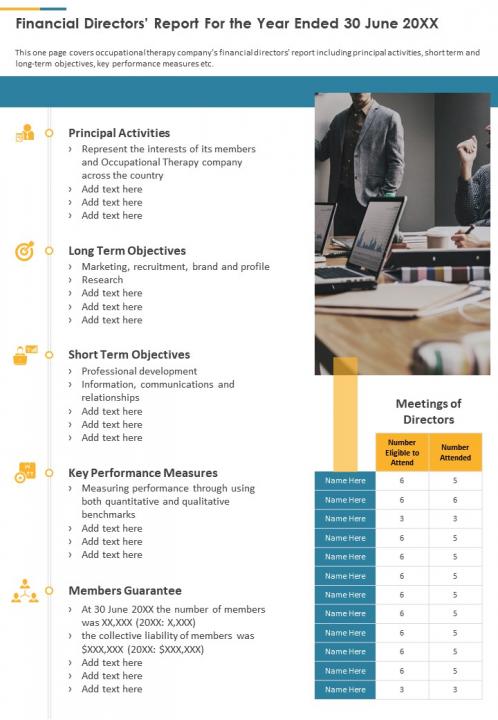 Financial Directors Report For The Year Ended 30 June 20XX Presentation ...