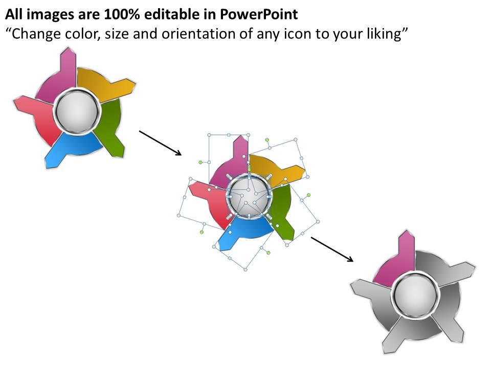 five diverging steps arrow process Cycle Flow Chart PowerPoint ...