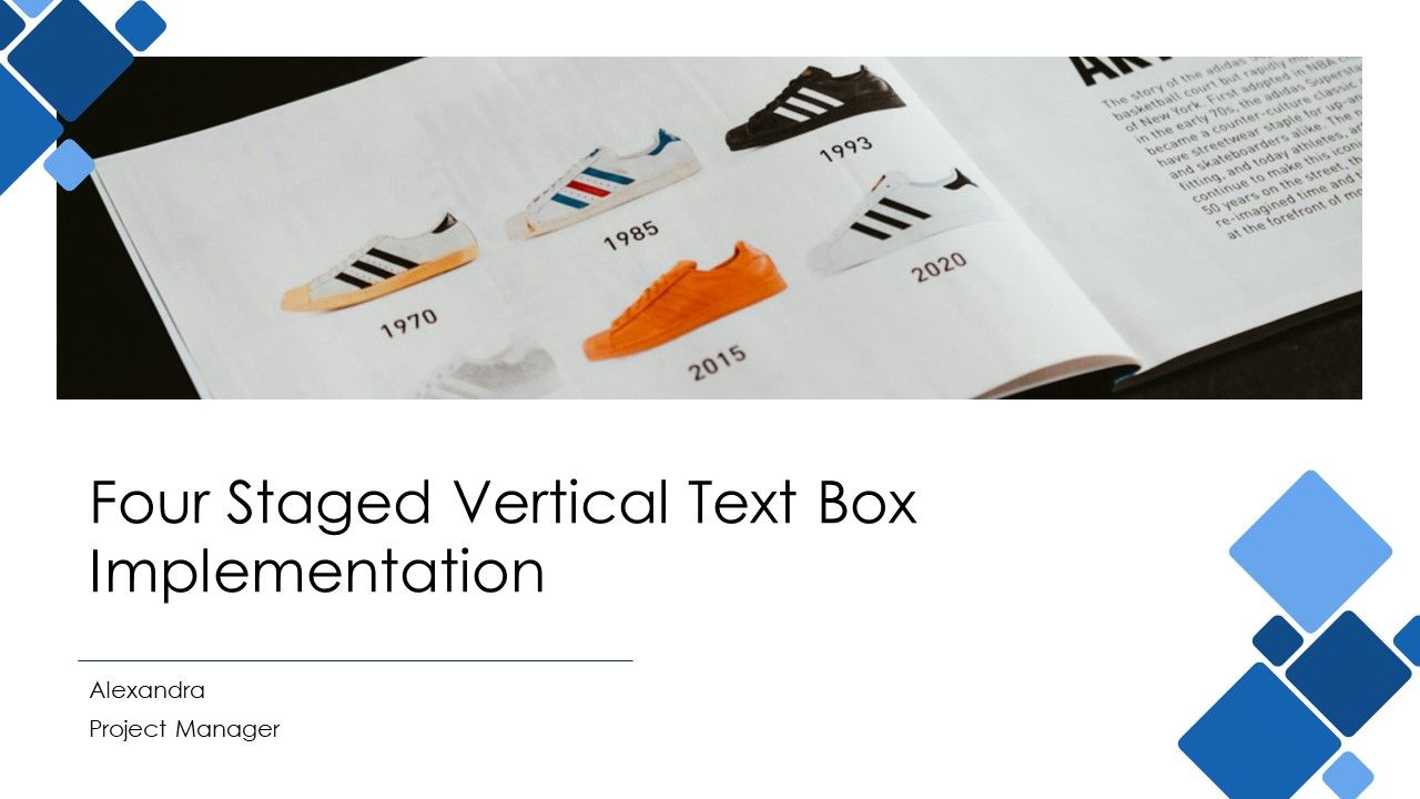 Four Staged Vertical Text Box Implementation PPT PowerPoint AT