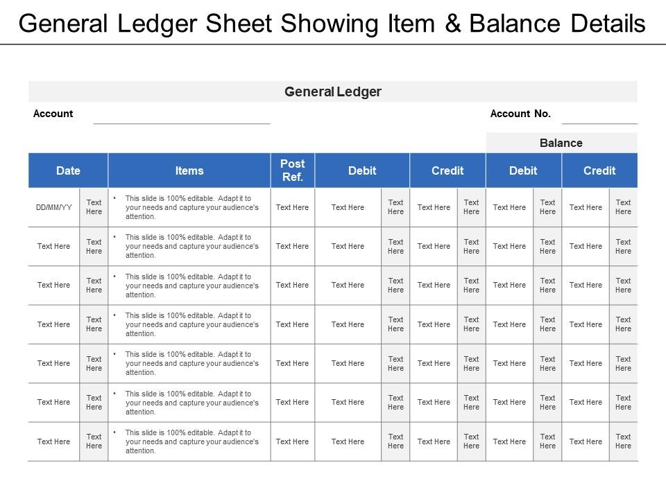 General Ledger Sheet Showing Item And Balance Details | Template ... General Ledger Sheet Showing Item And Balance Details | Template ...