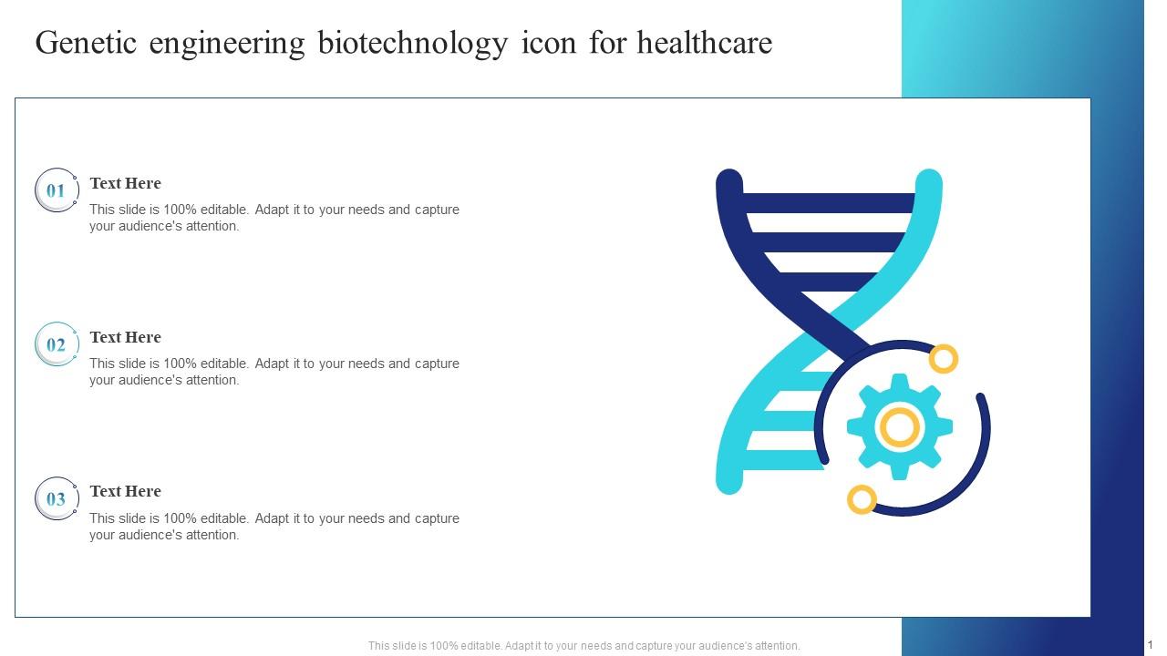 Genetic Engineering Biotechnology Icon For Healthcare PPT Example