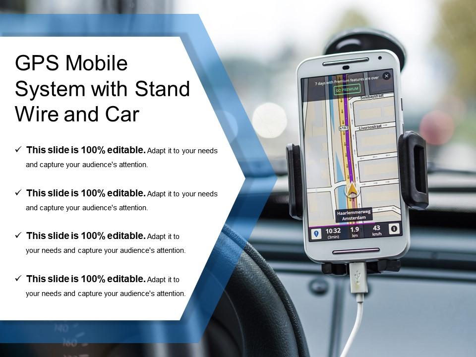 Gps Mobile System With Stand Wire And Car | PowerPoint Slide Images ...