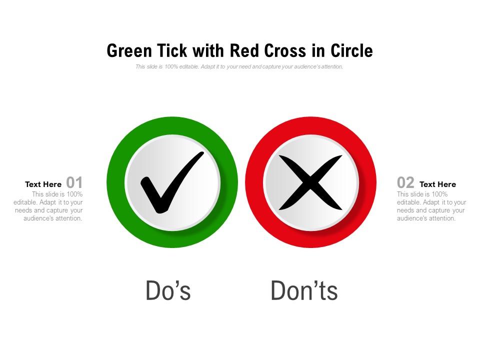 Green Tick With Red Cross In Circle | Presentation Graphics | Presentation PowerPoint Example ...