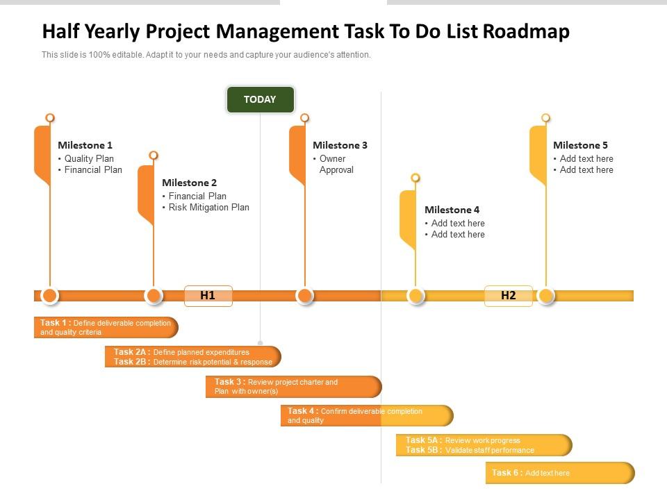 Half Yearly Project Management Task To Do List Roadmap | Presentation Graphics | Presentation ...