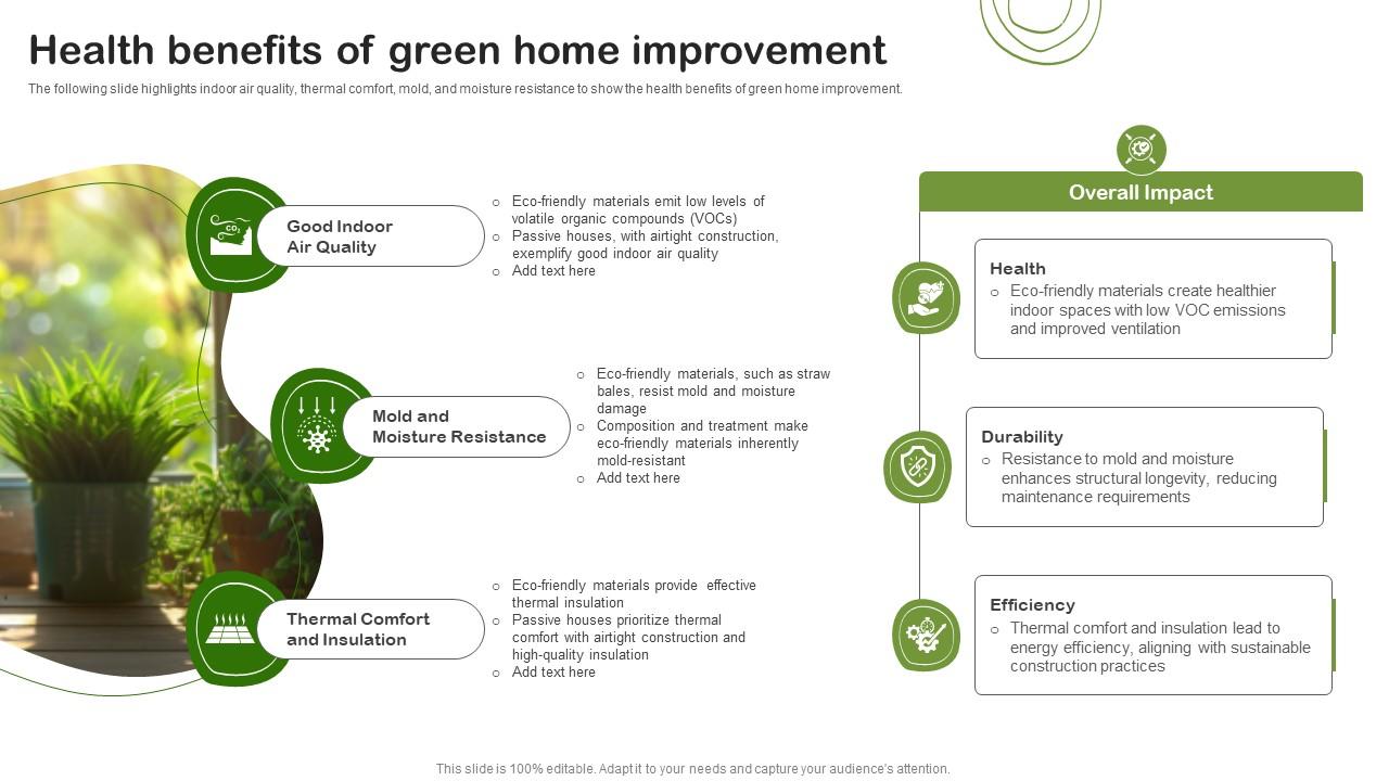 Health Benefits Of Green Home Improvement PPT Template