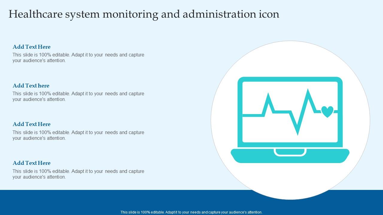 Healthcare System Monitoring And Administration Icon PPT Sample