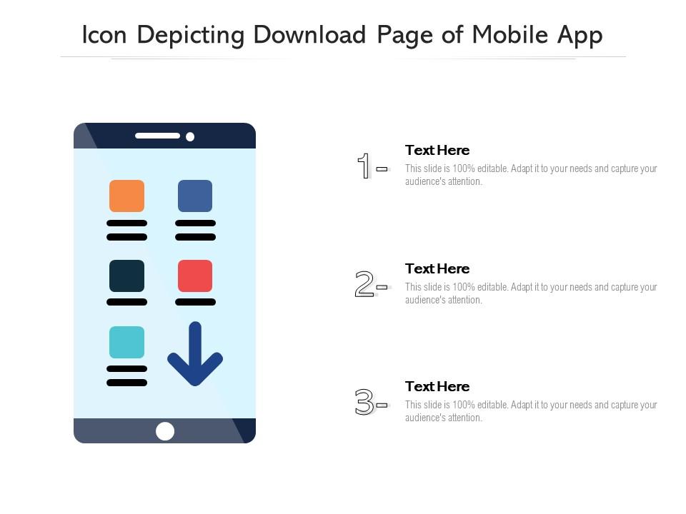 Icon Depicting Download Page Of Mobile App | Presentation Graphics ...