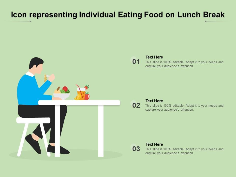 Icon Representing Individual Eating Food On Lunch Break | Presentation ...
