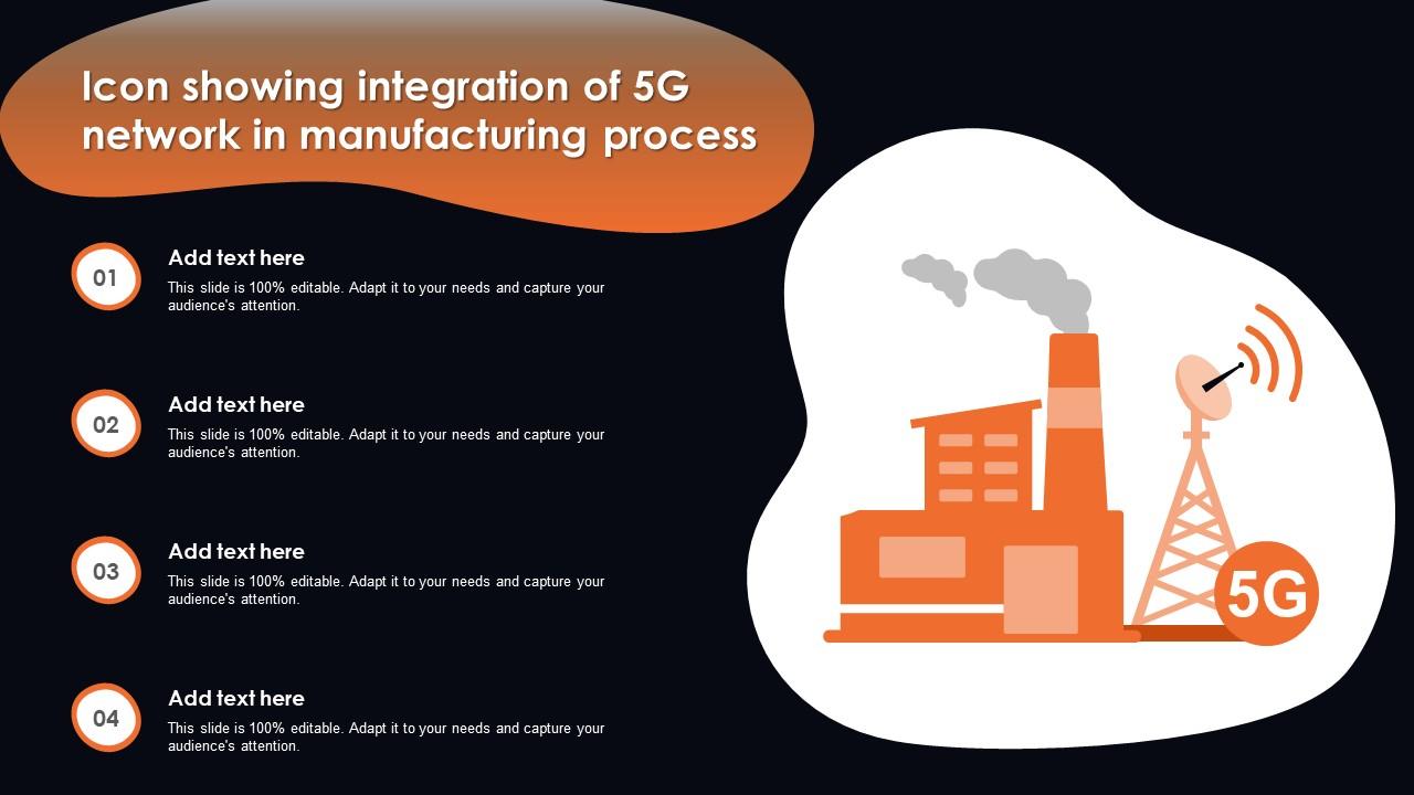 Icon Showing Integration Of 5g Network In Manufacturing Process PPT ...