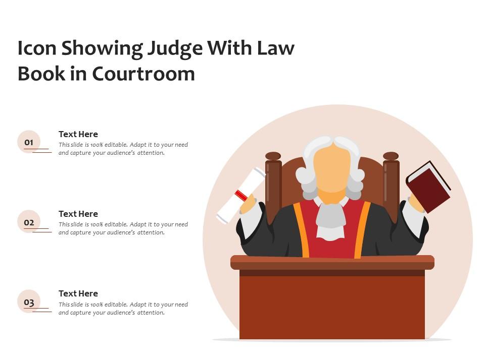 Icon Showing Judge With Law Book In Courtroom | Presentation Graphics ...