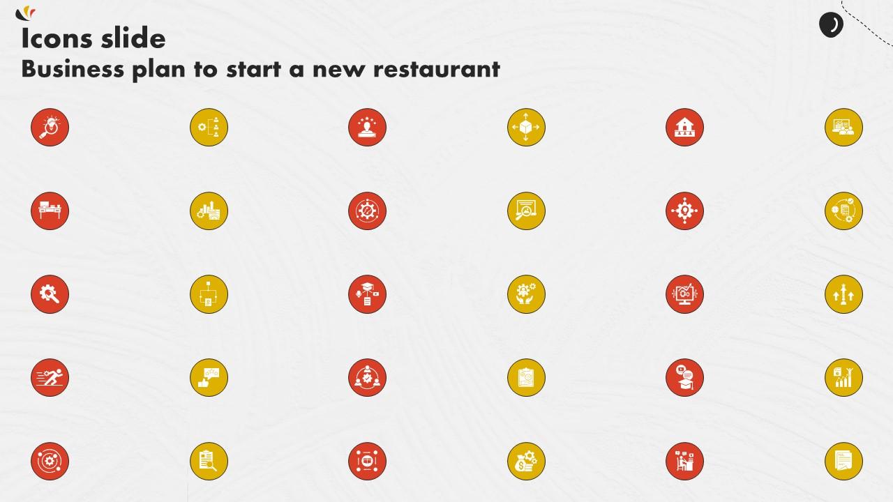 Icons Slide Business Plan To Start A New Restaurant Ppt Example PPT Slide