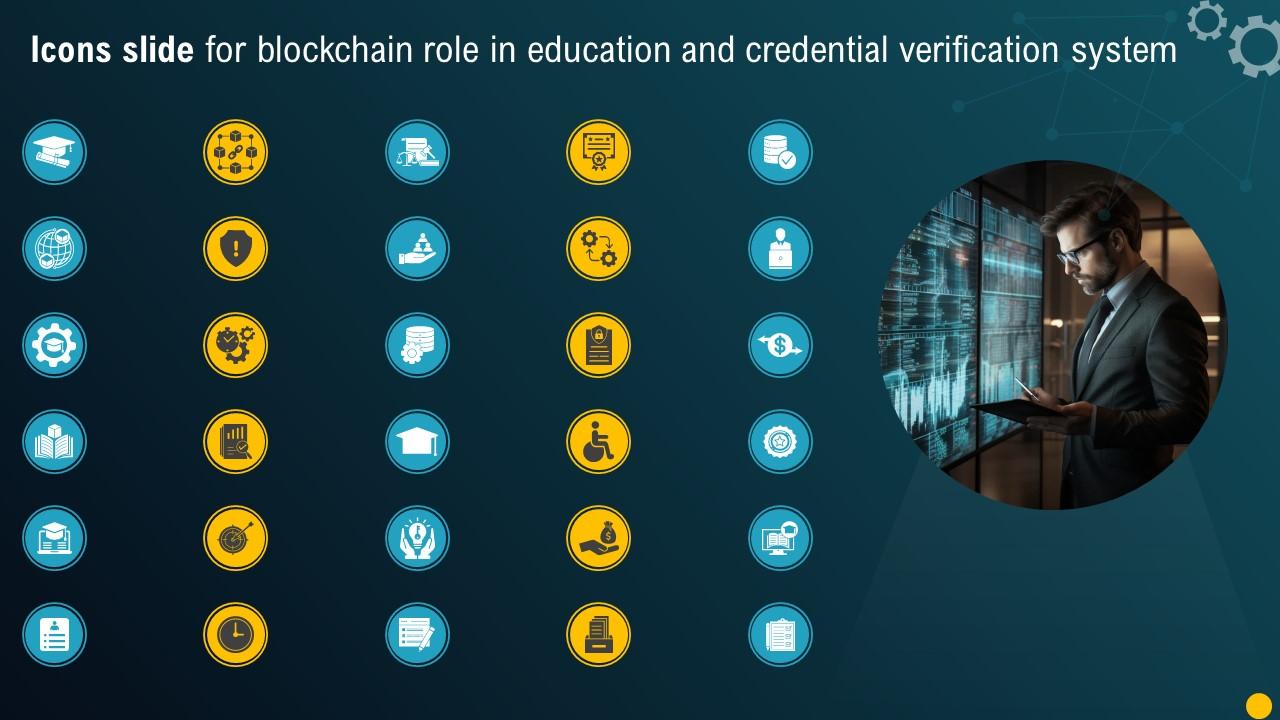Icons Slide For Blockchain Role In Education And Credential Verification System Bct Ss Ppt Template