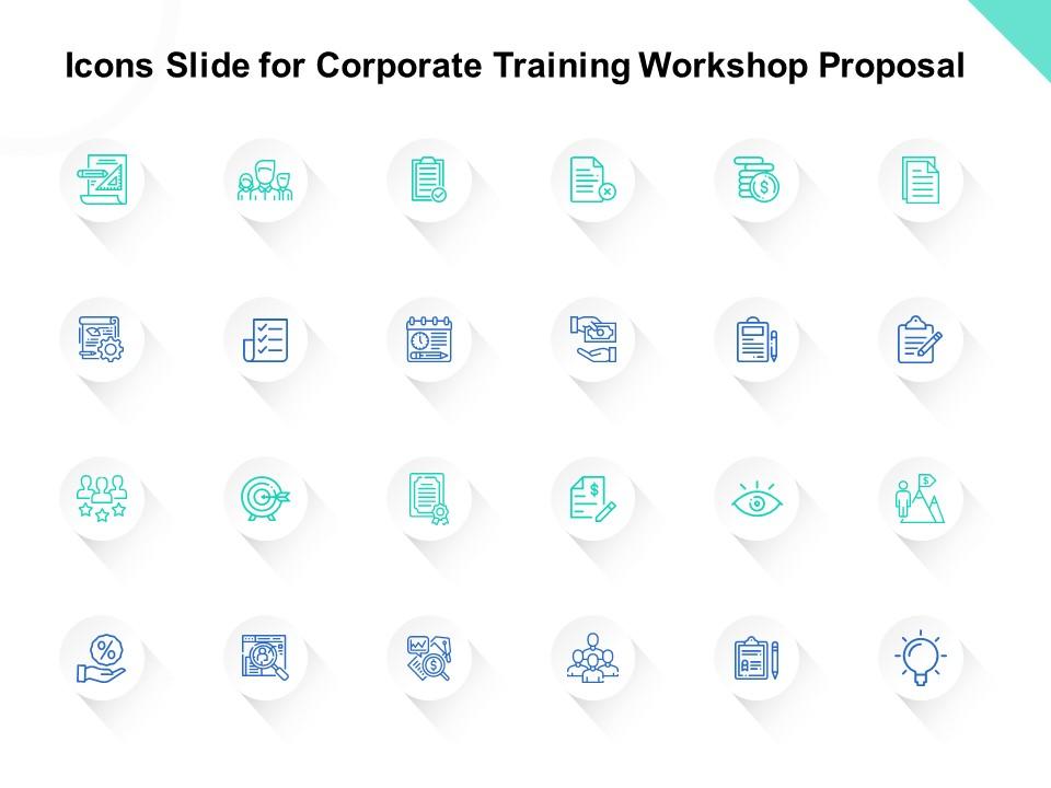 Icons Slide For Corporate Training Workshop Proposal Ppt Powerpoint ...