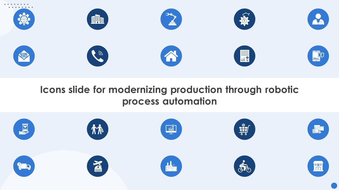 Icons Slide For Modernizing Production Through Robotic Process