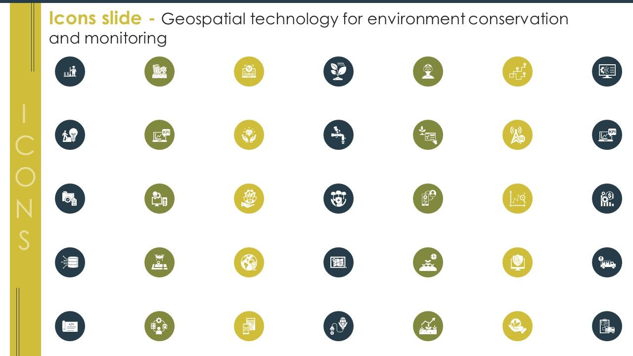 Icons Slide Geospatial Technology For Environment Conservation And Monitoring Tc Ss Ppt Sample
