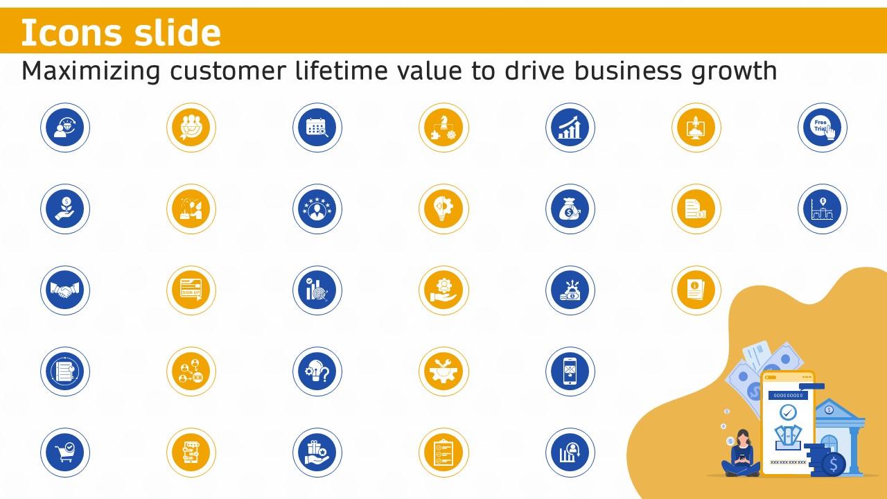 Icons Slide Maximizing Customer Lifetime Business Growth Ppt Example ...