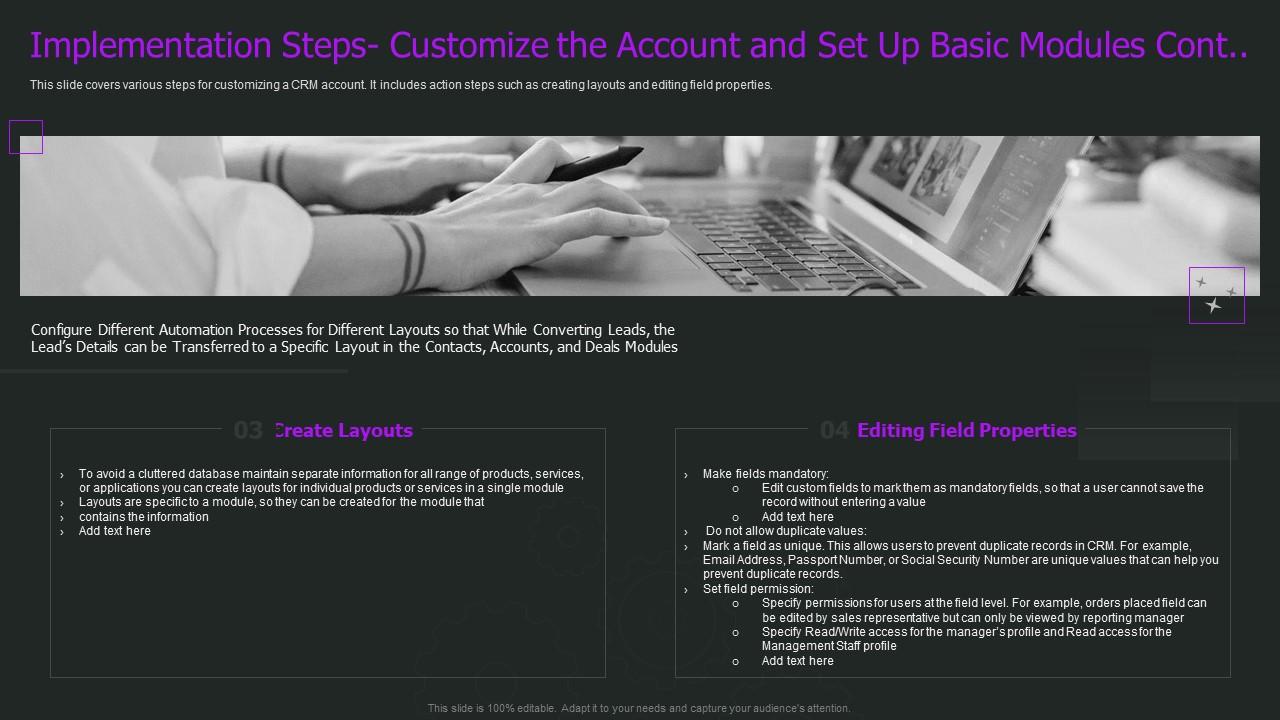 Implementation Steps Customize The Account And Basic Modules Cont Crm Implementation Process