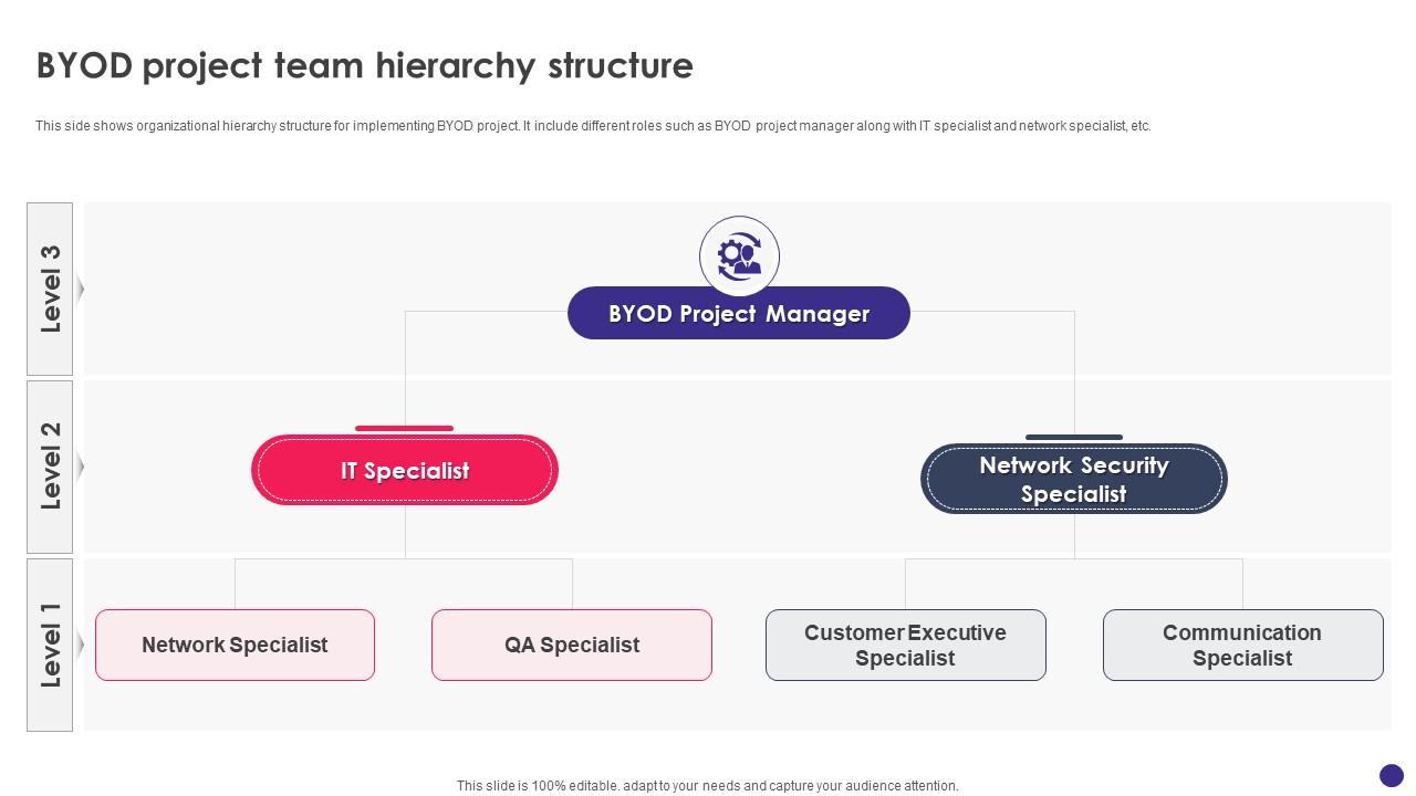 Implementing Byod Policy To Enhance Byod Project Team Hierarchy Structure PPT Sample
