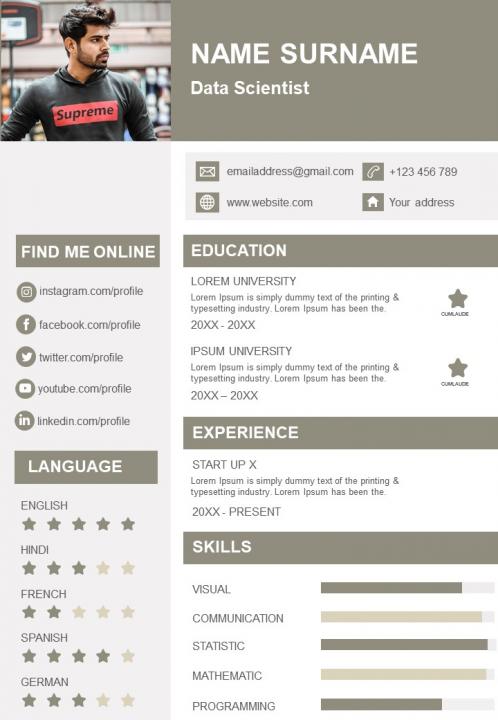 Impressive CV Format For Data Scientist | PowerPoint Slides Diagrams ...
