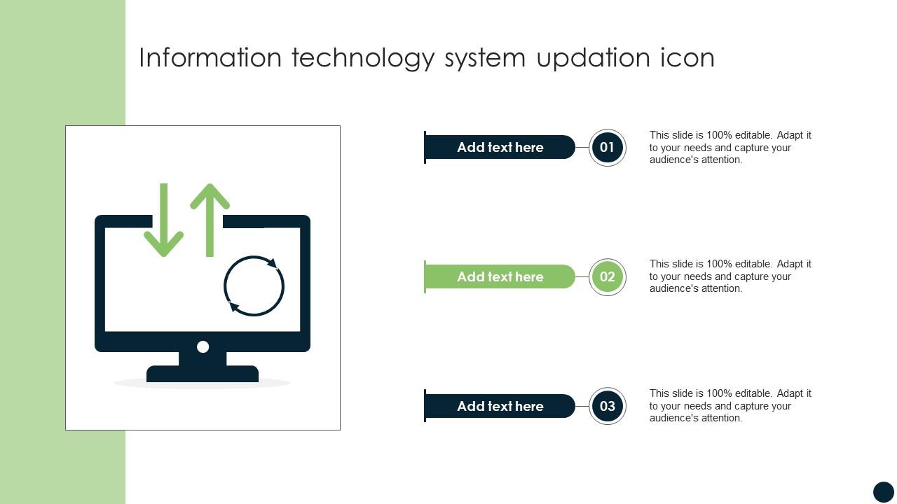 Information Technology System Updation Icon PPT Sample