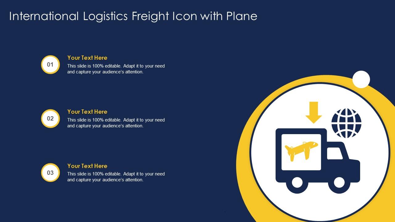 International Logistics Freight Icon With Plane PPT Template