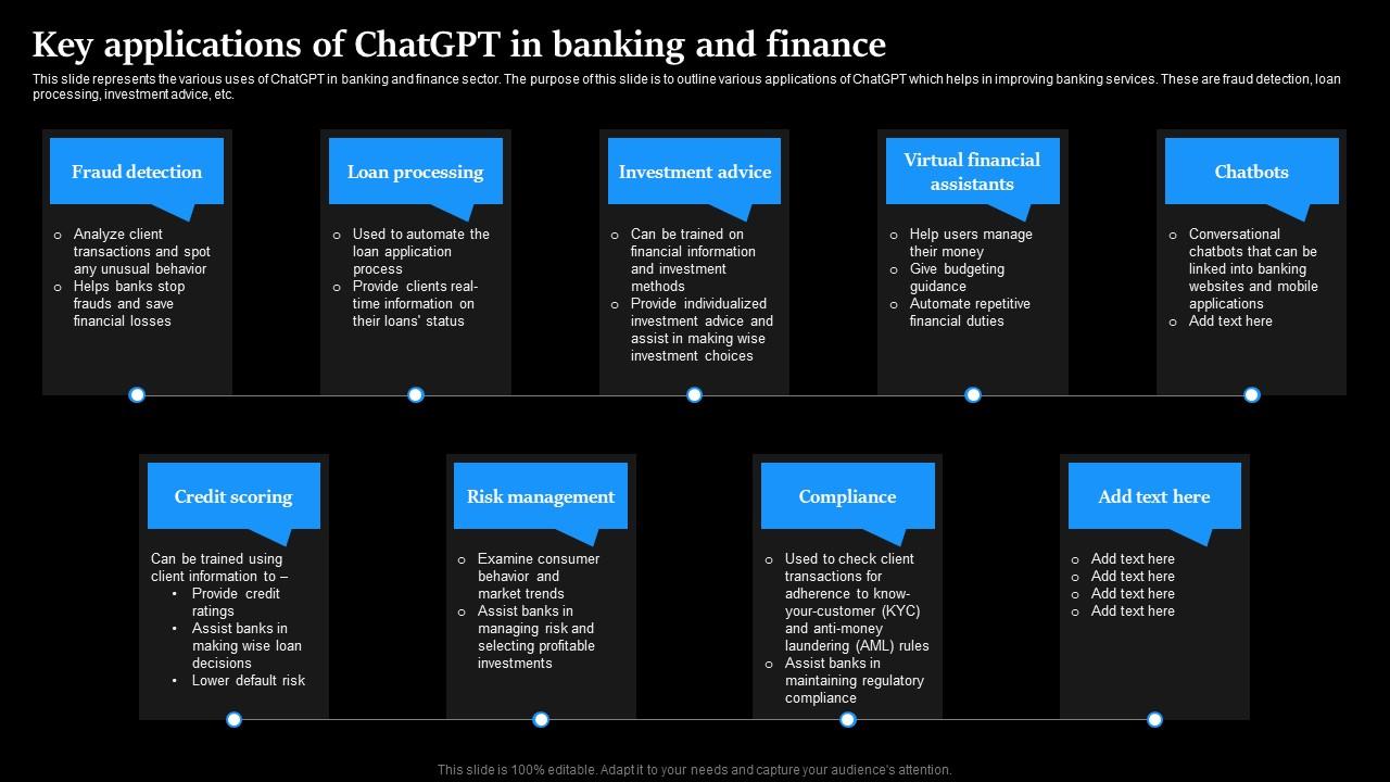 Key Applications Of Chatgpt In Banking And Finance Regenerative Ai Ppt Sample
