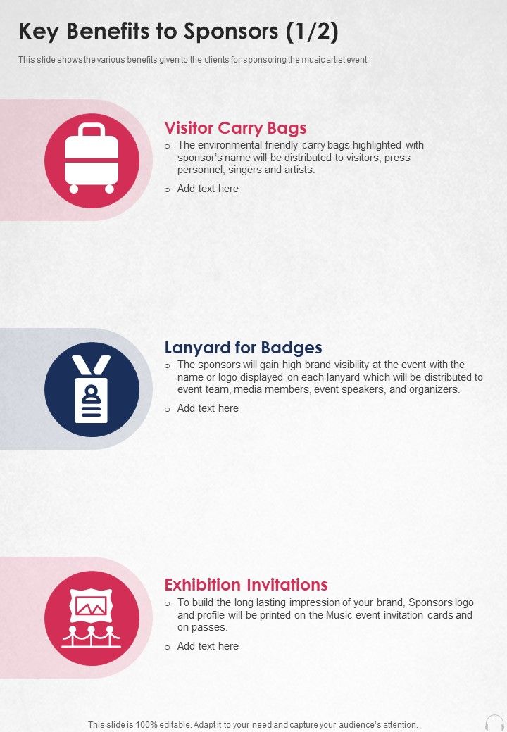 Key Benefits To Sponsors Music Artist Sponsorship Proposal One Pager